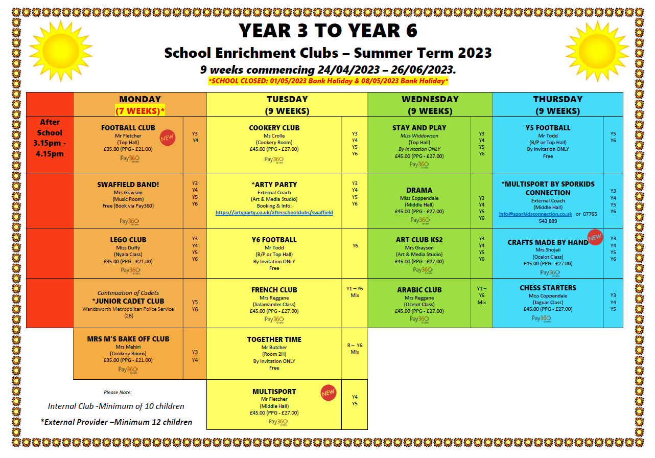 Swaffield School - Extra-Curricular Clubs for Swaffield Pupils